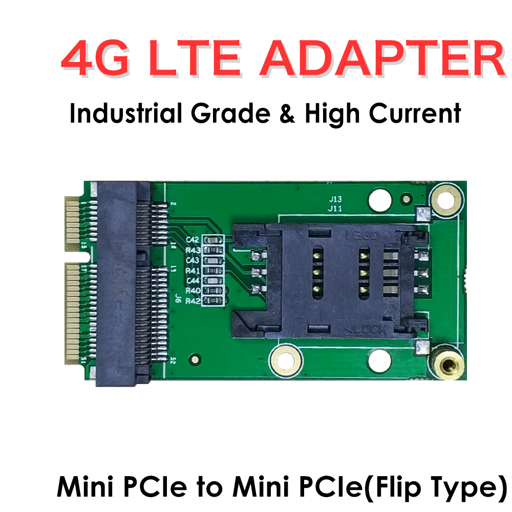 4G LTE Mini PCIe to Mini PCIe Adapter with Flip SIM Slot