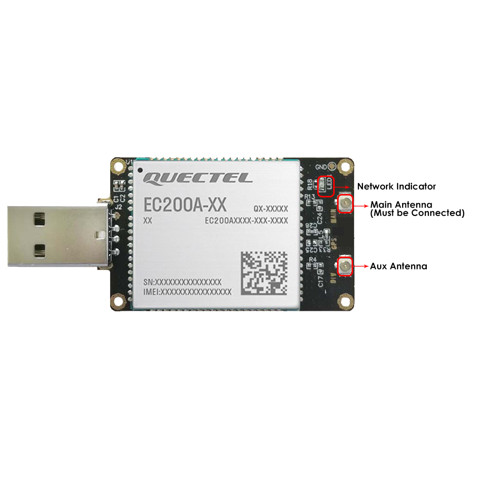 4G LTE USB Dongle with EC200A | SIM Slot | USB-A or PH2.0 | EXVIST