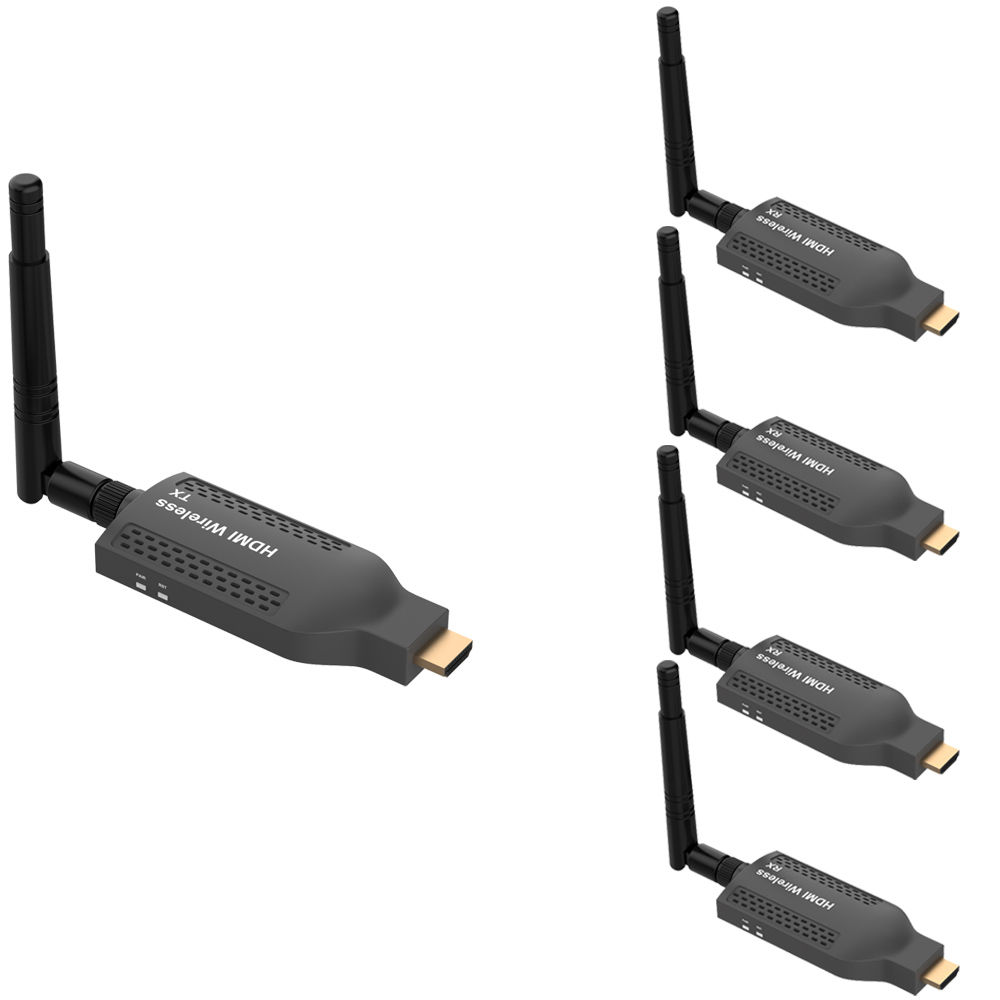 Portable 1-to-4 Wireless HDMI Kit | 492ft, 1080P@60FPS, H.265 | EXVIST
