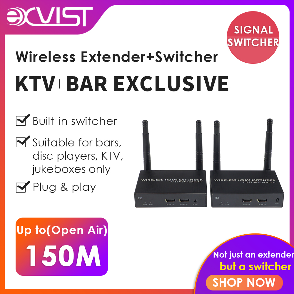 Commercial Wireless HDMI Switcher | 492ft Range, 3-Source Support | EXVIST