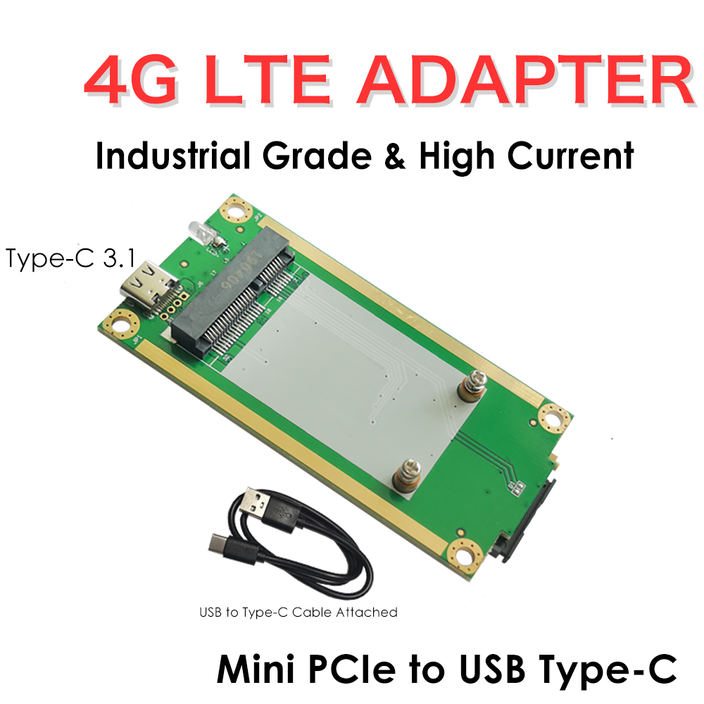 Mini PCIe to USB Type-C Adapter w/SIM Slot for LTE M2M Applications