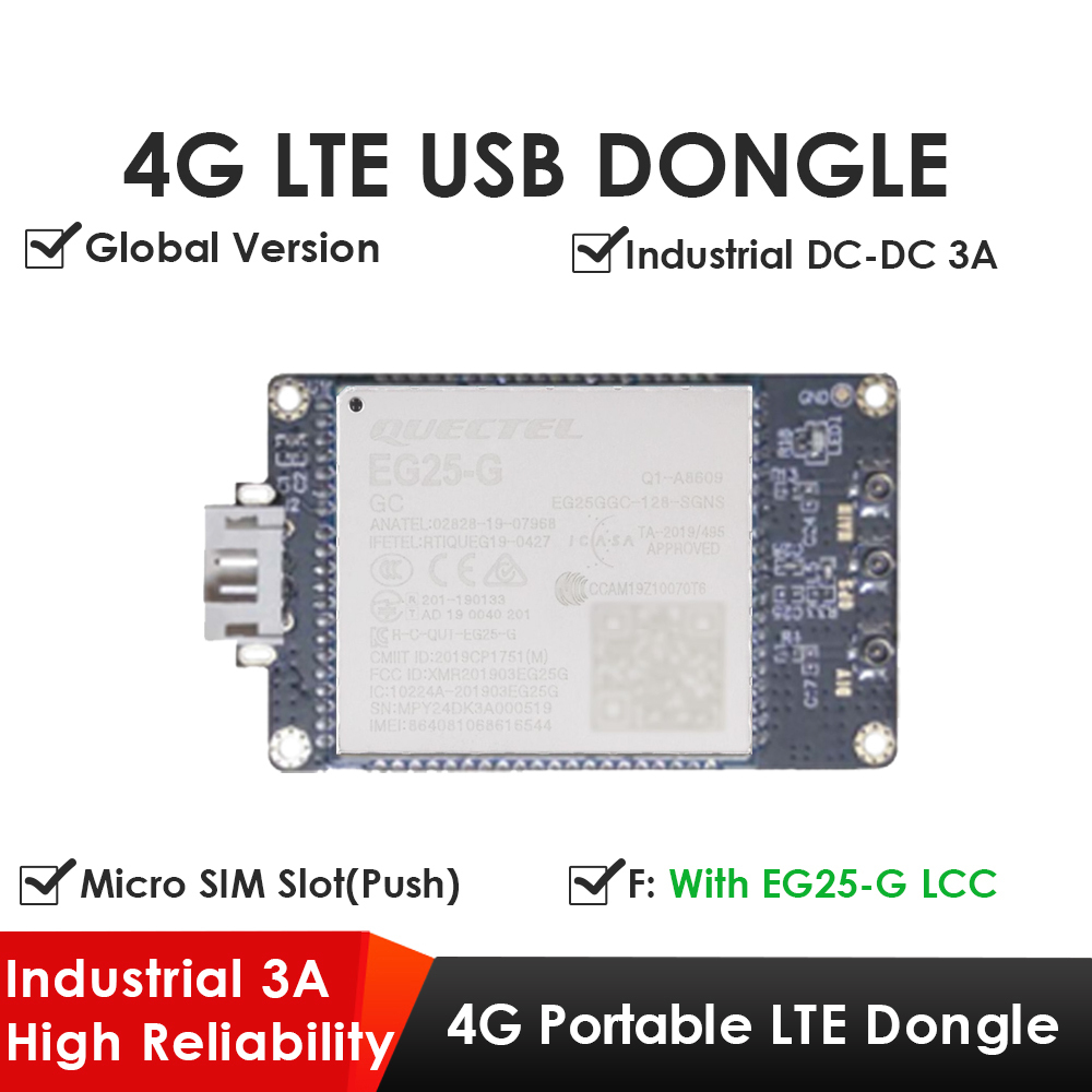 4G LTE USB Dongle with EG25-G | Global Bands, GPS, SIM Slot | EXVIST