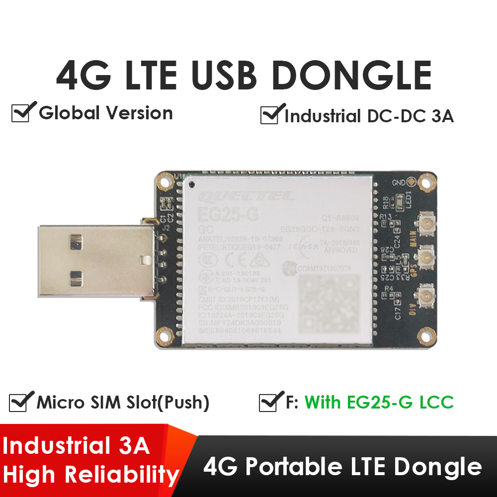 4G LTE USB Dongle with EG25-G | Global Bands, GPS, SIM Slot | EXVIST