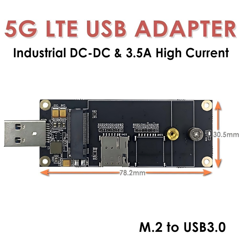 Industrial 5G M.2 to USB3.0 Adapter with Nano SIM Card Slot